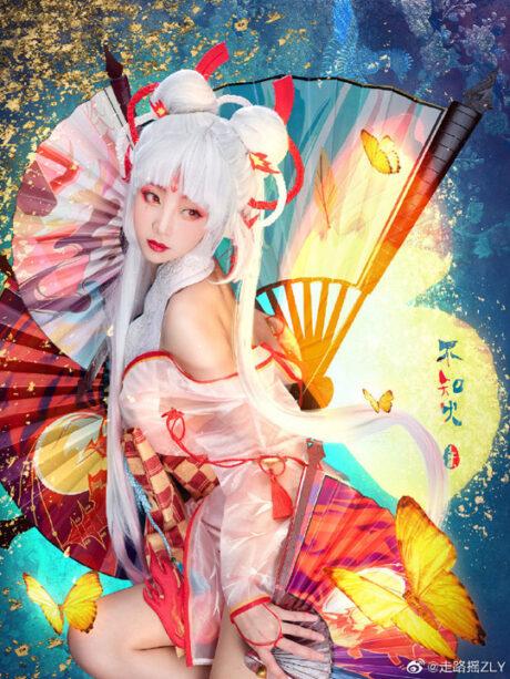走路摇ZLY不知火COS：演绎阴阳师性感妖姬的魅惑与神秘-夕夕乐园